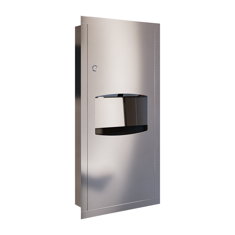 Recessed Paper Towel Dispenser and 6.5 Litre Waste Receptacle - Satin ...