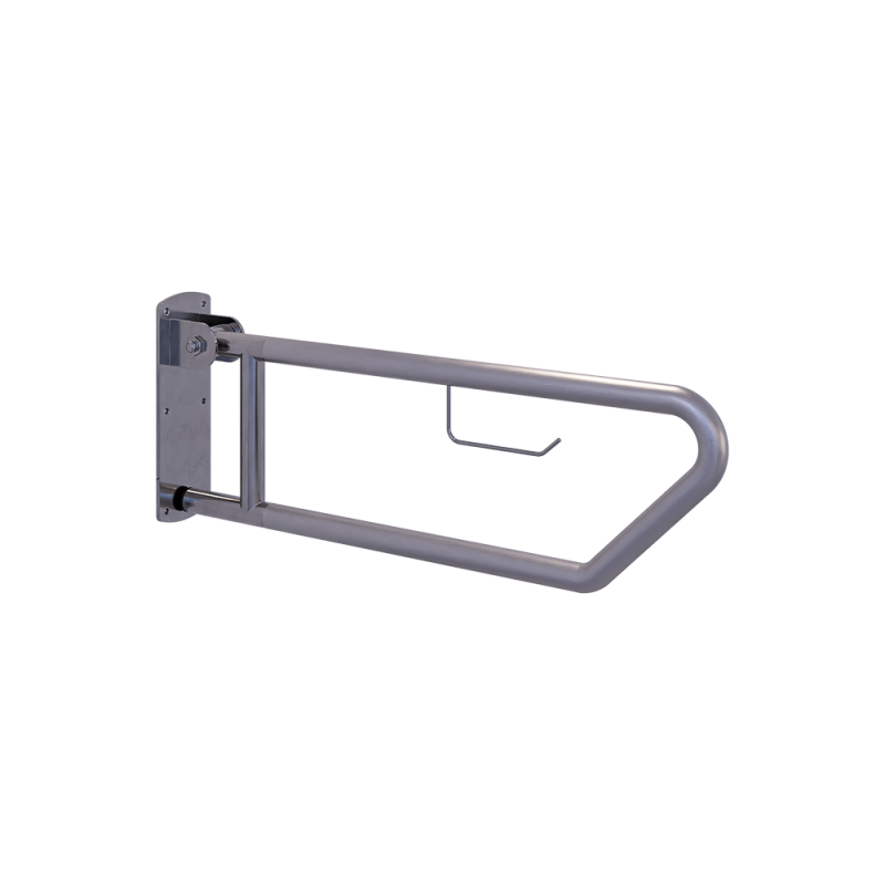 Pull Down Peened Grab Rail with Toilet Roll Holder - Satin Stainless ...