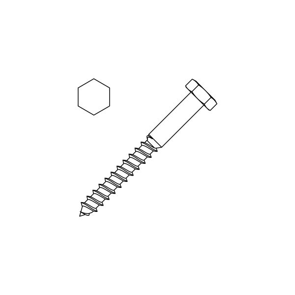 M8 Coach Screw Hex Head CL 4.6 AS 1393 Hot Dipped Galvanised Konnect ...