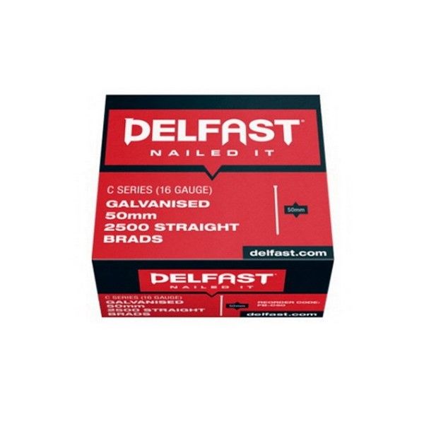 Delfast Straight Brads 16g 50mm Galvanized (Pack 2500)